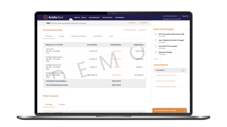 Business Online Banking - Avidia Bank